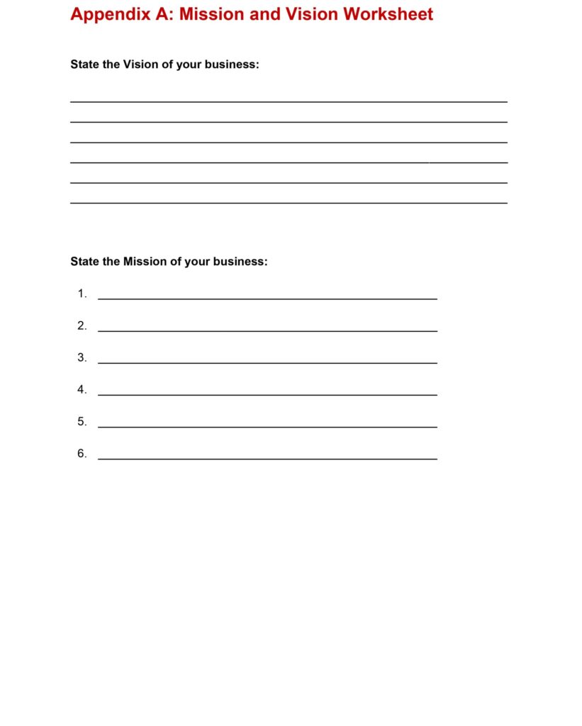 Appendix A: Mission And Vision Worksheet | LearnHUB: South Africa's ...